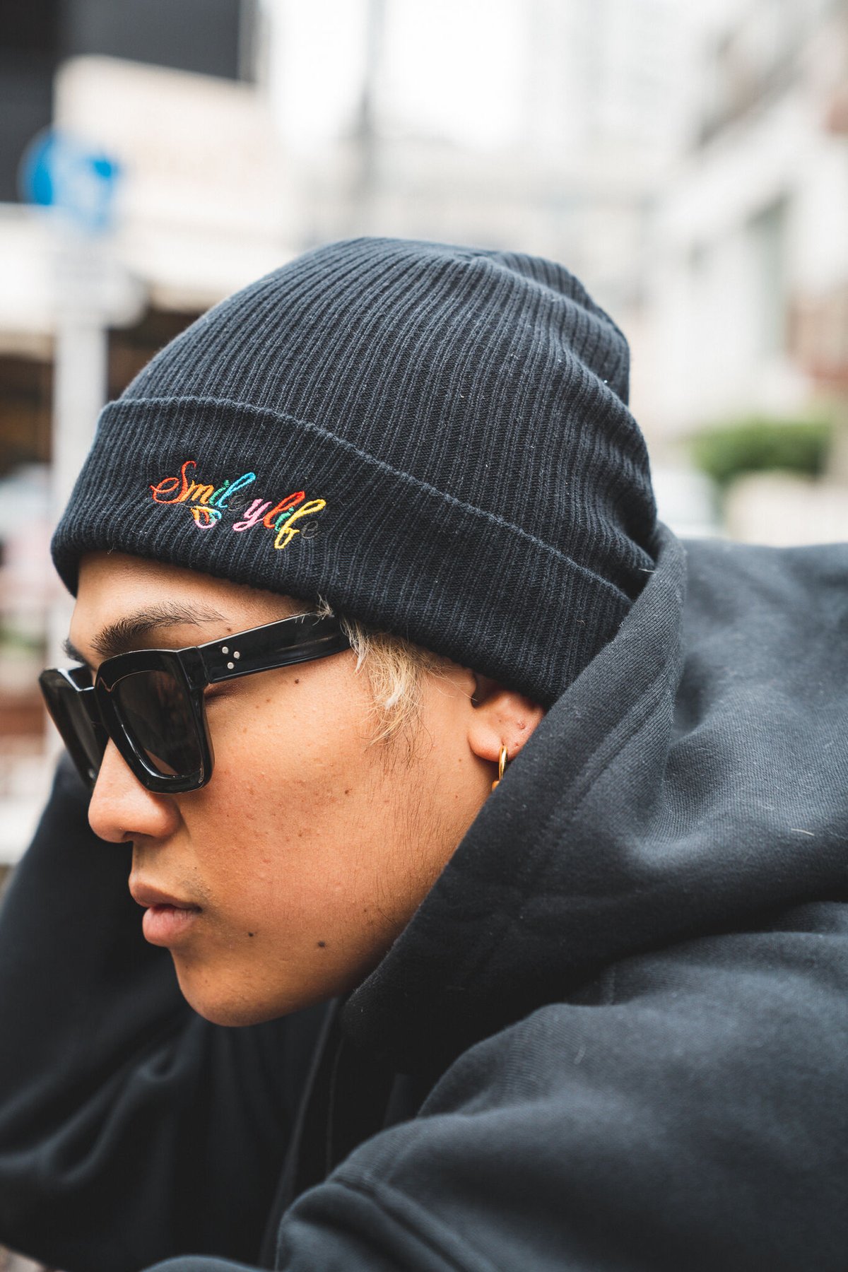 Smiley life | SMILEY LIFE LOGO BEANIE BLACK | S...