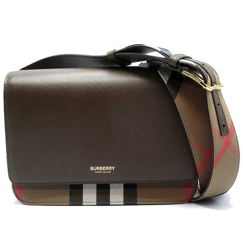 BURBERRY バーバリー ショルダーバッグ ワンショルダー 斜め掛け ナイロン レザー ブラック 黒 メタリックブラウン シルバー金具 バーバリー ショルダーバッグ BURBERRY MACKFORD レザー 2WAY 斜め掛け