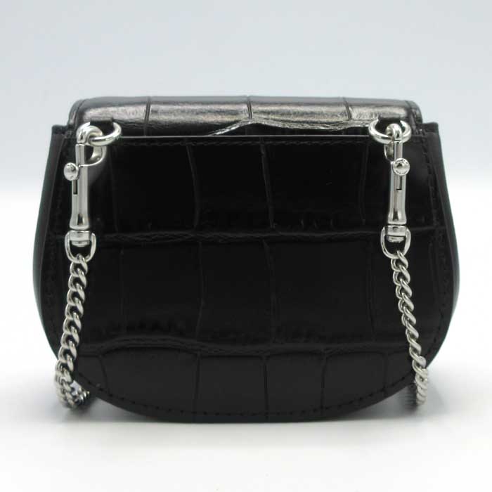 コーチ 財布 カードケース COACH クロコ調 ターンロック カードケース 小物入れ ミニバッグ チェーンストラップ付 斜め掛け CZ475 SV/BK (ブラック）アウトレット レディース コーチ COACH クロコ調 ターンロック カードケース 小物入れ チェーン