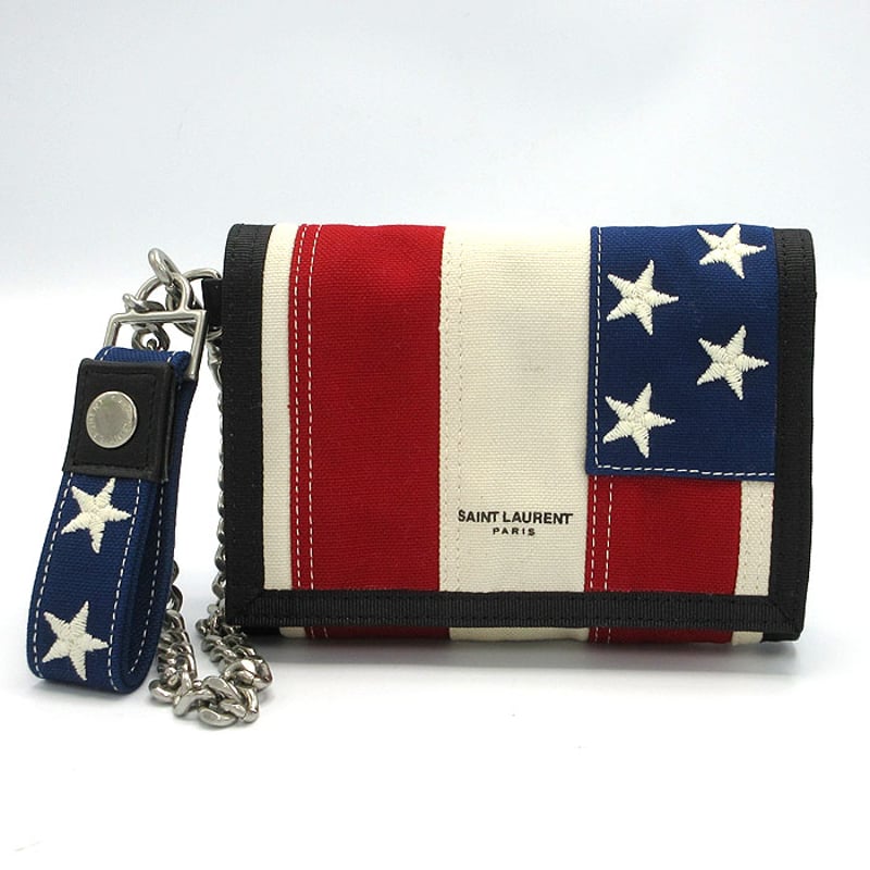 サン ローラン 三つ折り財布 SAINT LAURENT PARIS アメリカ国旗 サン ローラン 三つ折り財布 SAINT LAURENT PARIS アメリカ国旗