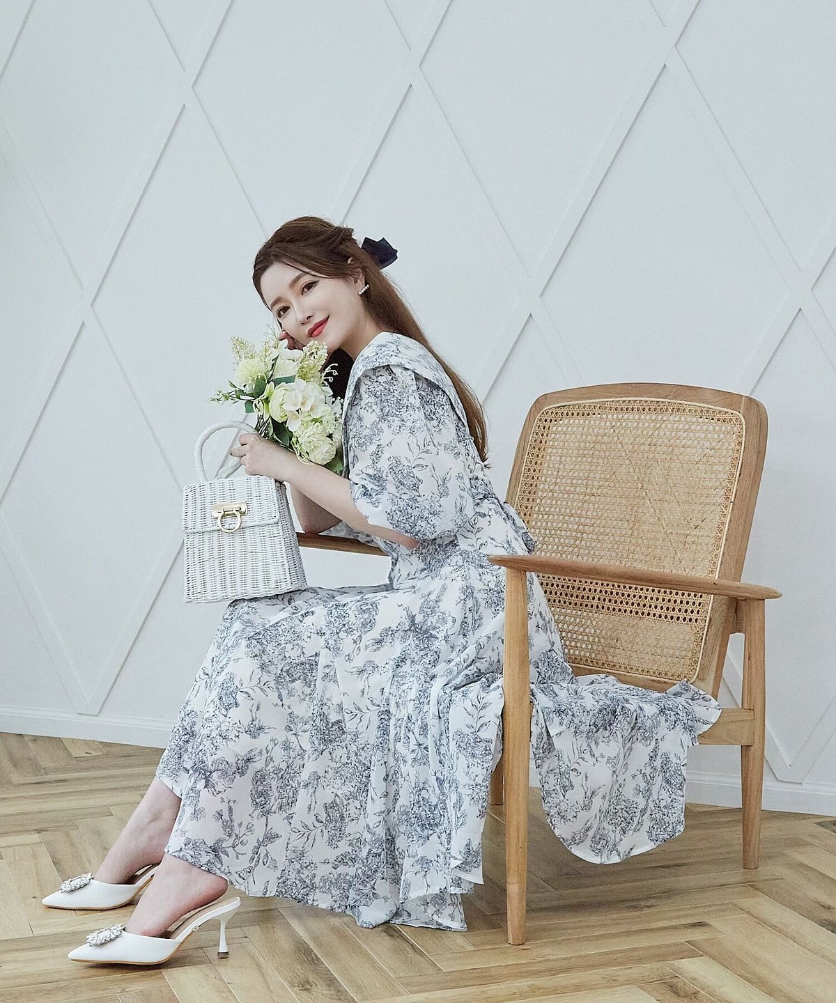Toile De Jouy Chiffon Onepiece | LADYM Toile De Jouy Chiffon Onepiece | LADYM