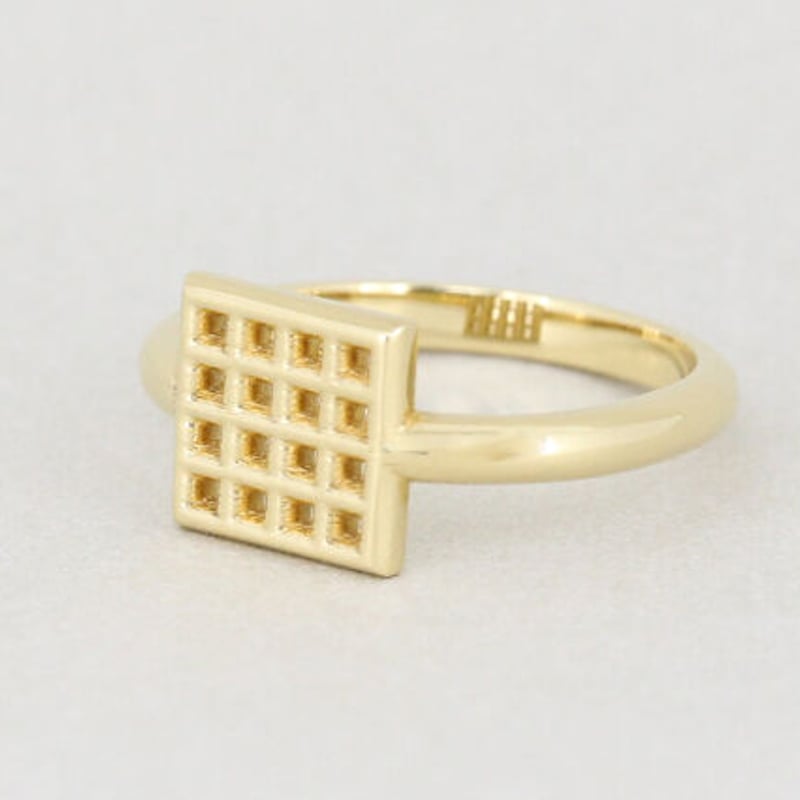 Lattice》 K18 スクエアワッフルリング// K18 Square Waffle Lattice》 K18 スクエアワッフルリング// K18 Square Waffle