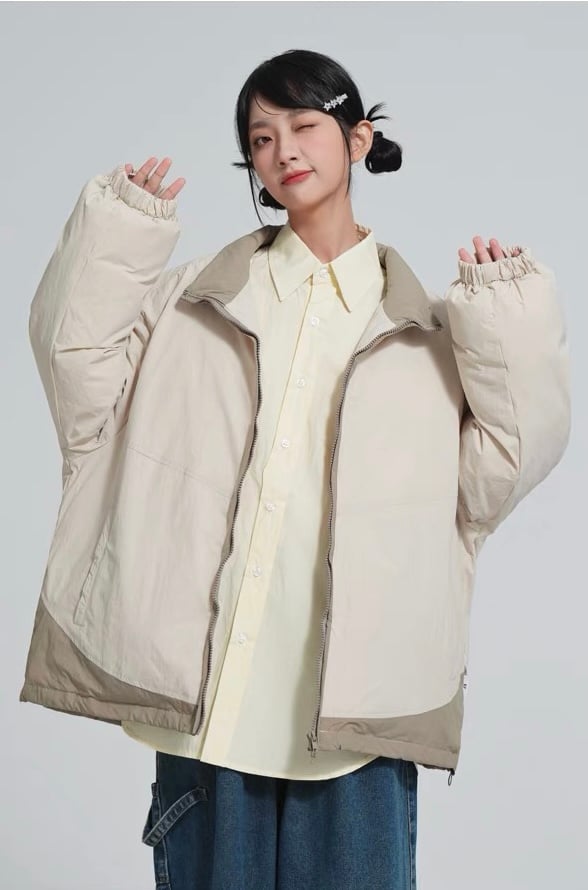 Oversized Bi-color Down Jacket | PIEAL