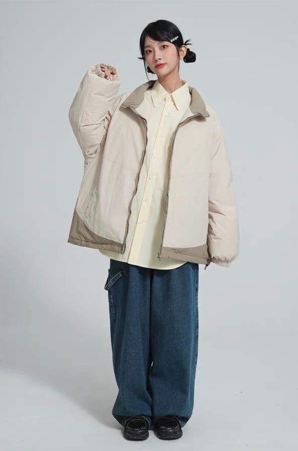 Oversized Bi-color Down Jacket | PIEAL