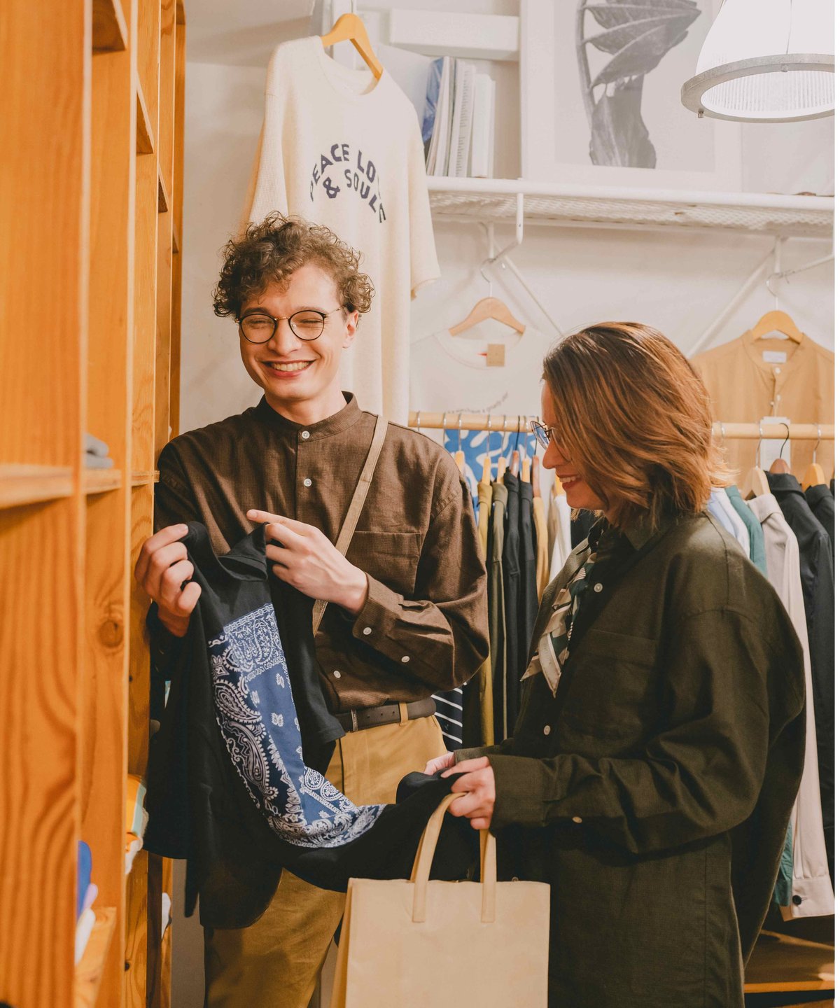 #-23 2way detachable collar check shirt (Green)...