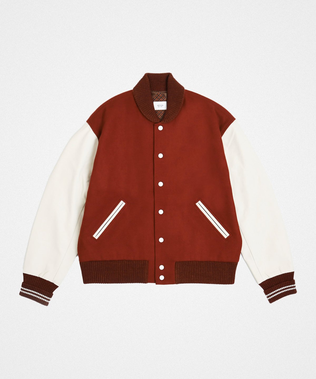 50 Wool melton relax varsity jacket (Burgandy 50 Wool melton relax varsity jacket (Burgandy