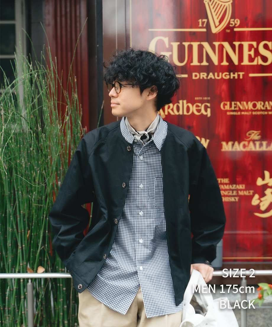05 Ventile gabardine nocollar blouson (Black 05 Ventile gabardine nocollar blouson (Black