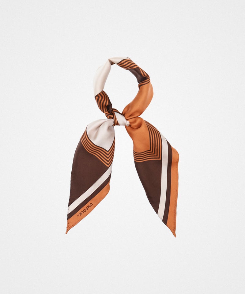 00 Hand print silk scarf (Brown) | UNFOLK 00 Hand print silk scarf (Brown) | UNFOLK