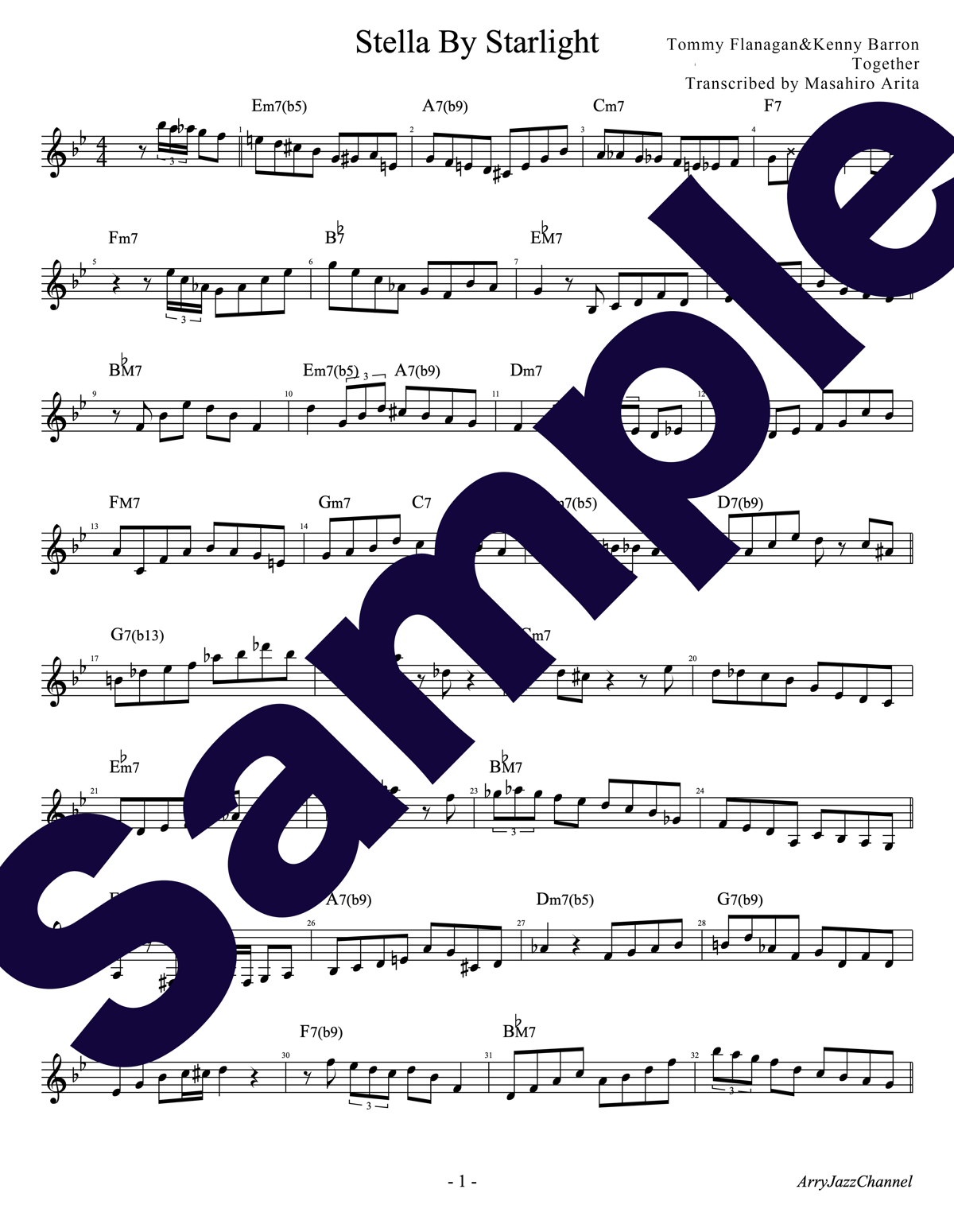 Stella By Starlight Transcription | ArryJazzCha...