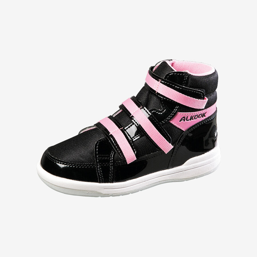 ALKOOK／足底板対応シューズ（AL-201）／ピンク＆エナメルブラック（キッズ／両足）