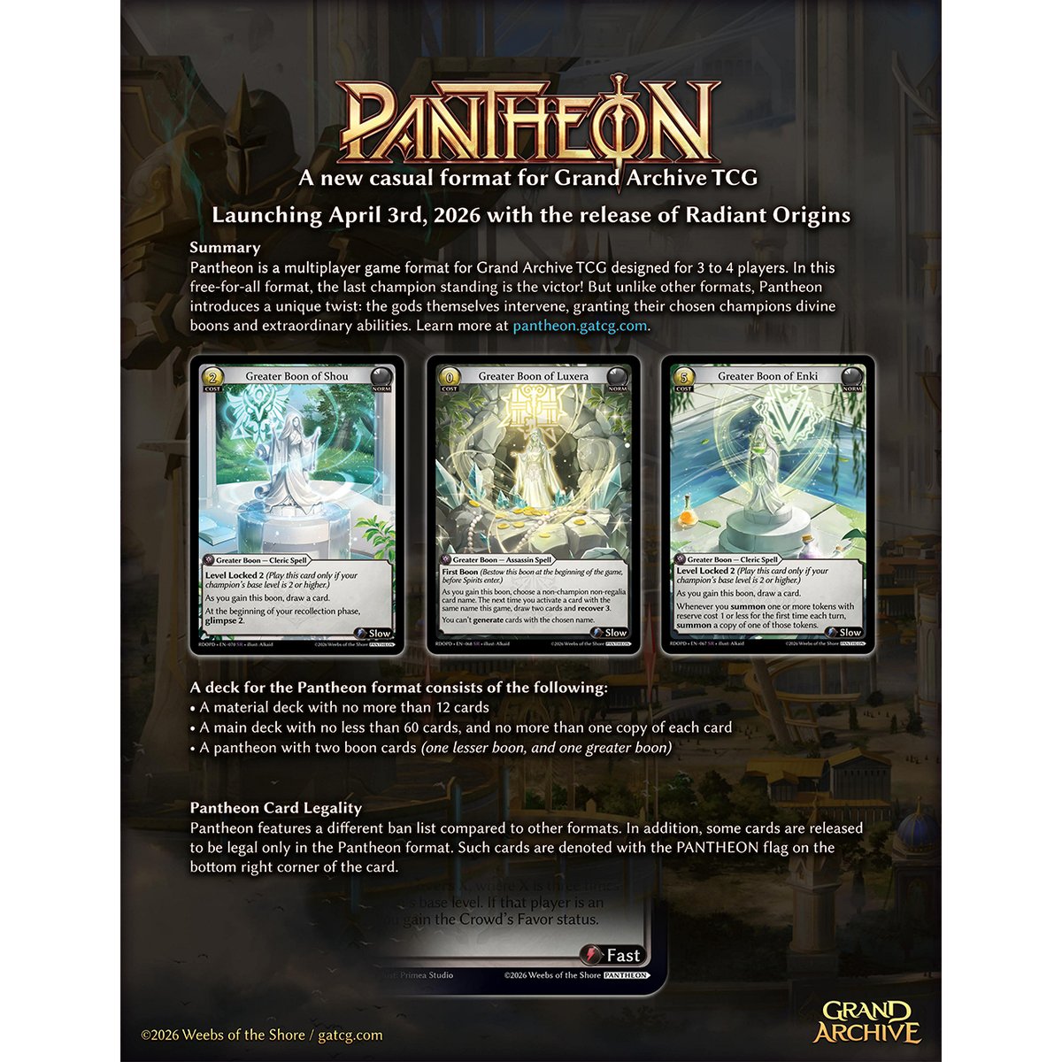 GRAND ARCHIVE TCG 『Radiant Origins Patheon Deck...