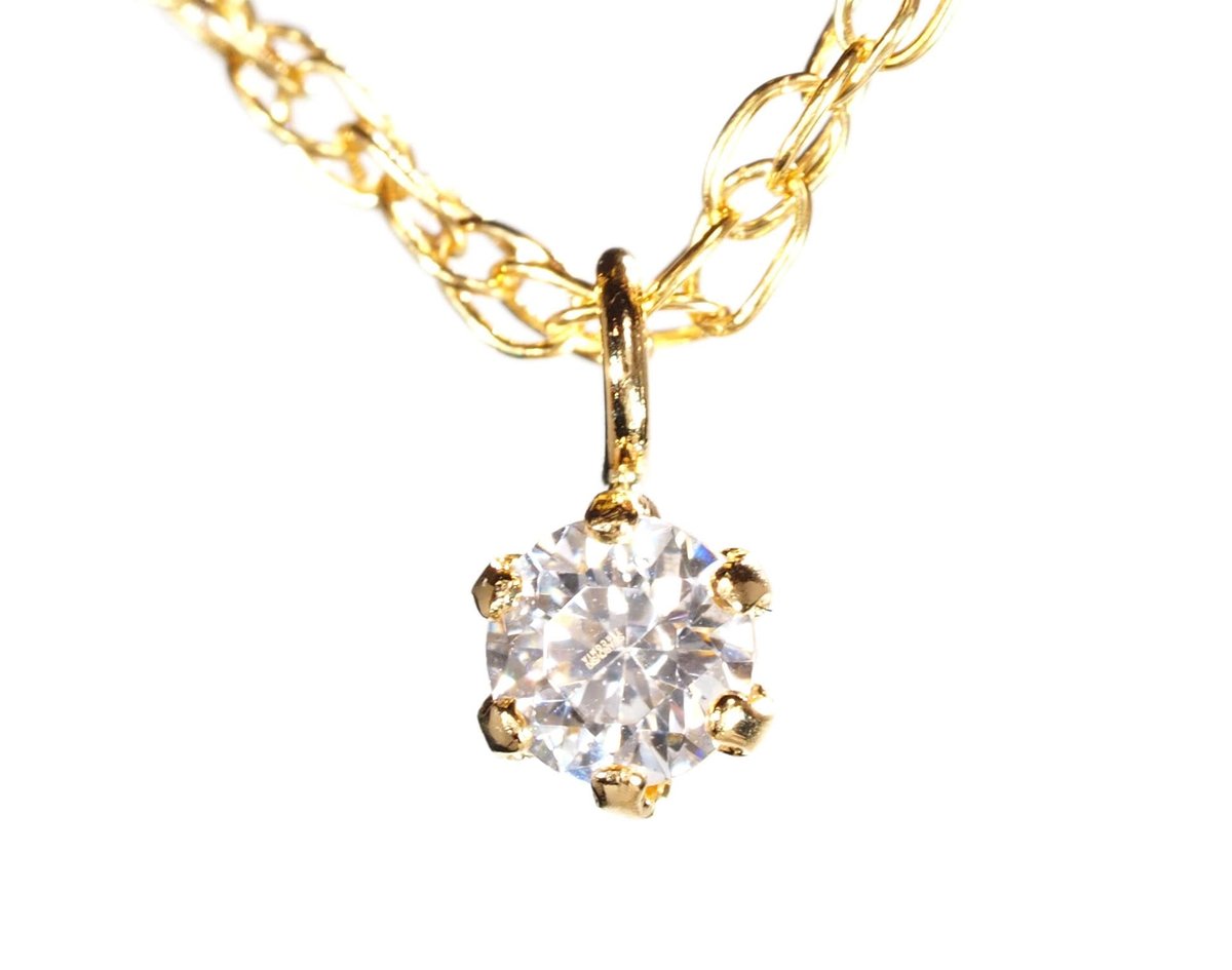 18K 一粒 ダイヤモンド ネックレス 0.1ct 18金 イエロー 18K 一粒 ダイヤモンド ネックレス 0.1ct 18金 イエロー