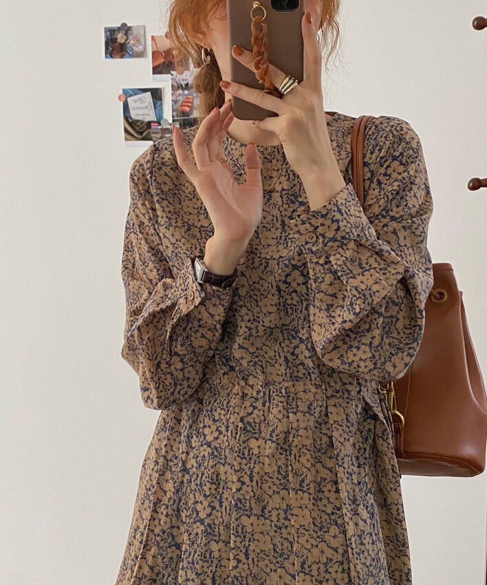 【即納】【ジャストプライスSALE】floral pattern pleated op /2c...