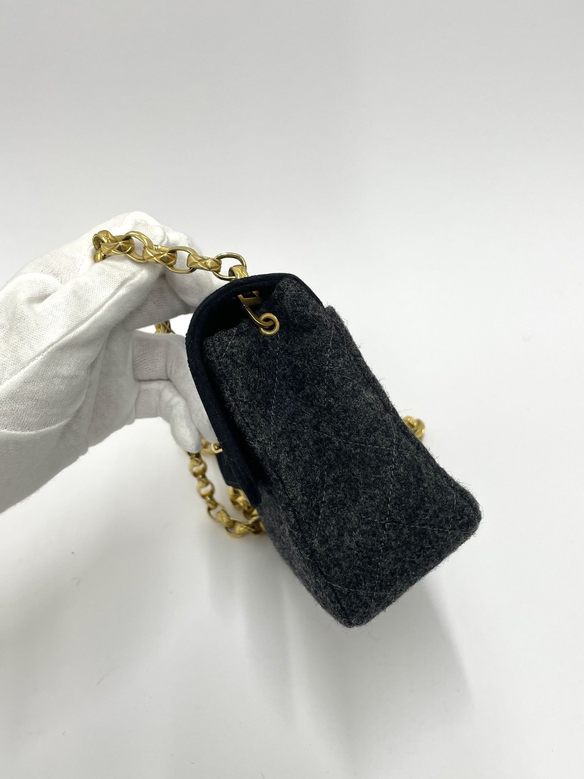 CHANEL ミニマトラッセ チェーンショルダーバッグ サテン/ウール CHANEL ミニマトラッセ チェーンショルダーバッグ サテン/ウール