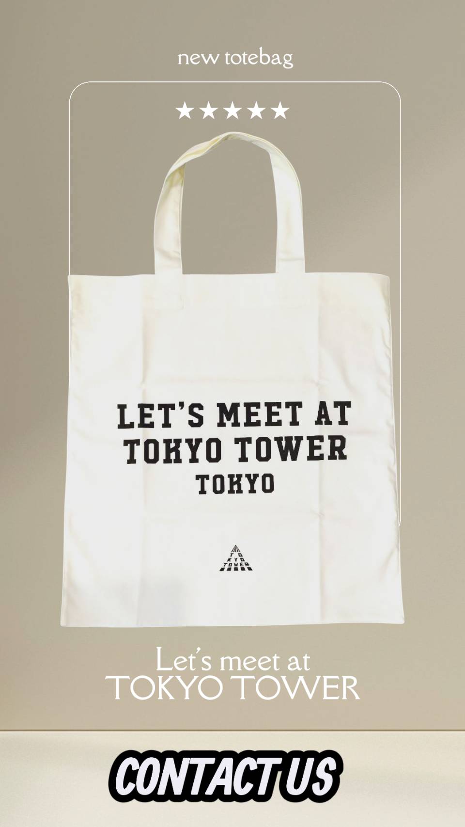 Let's meet at Tokyo Tower (TTA)3段ロゴトートバッグ | TTA...