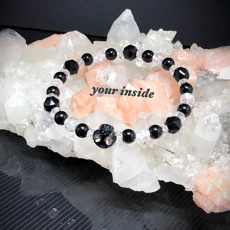 ドクロ オニキス 天然石 ブレスレット | 💎 天然石アクセサリー ドクロ オニキス 天然石 ブレスレット | 💎 天然石アクセサリー