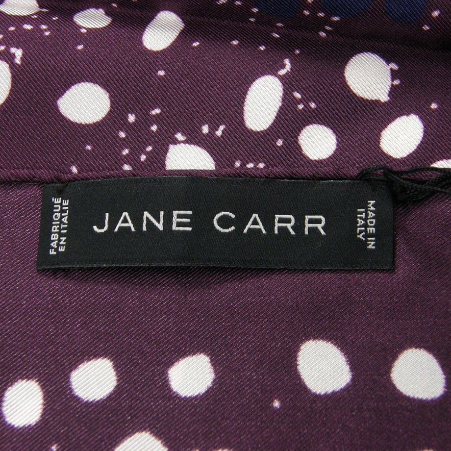 JANE CARR ／ ジェーンカー 大判 シルク スカーフ イタリア製 ドット パープル