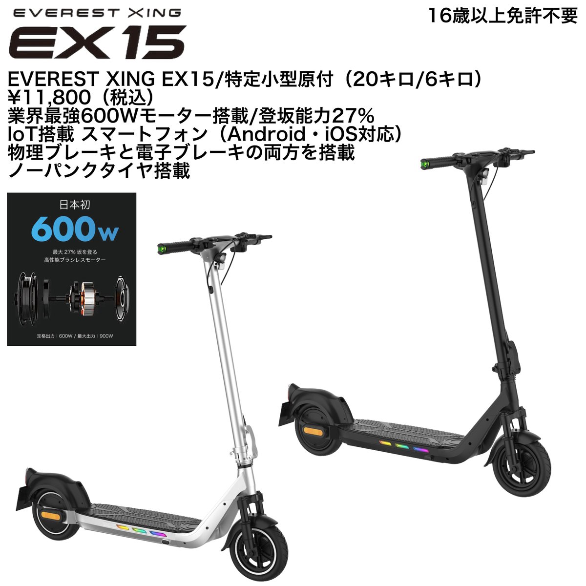 Everest Xing EX15(エベレストエクシング)/（20キロ/6キロ）免許不要 電動...