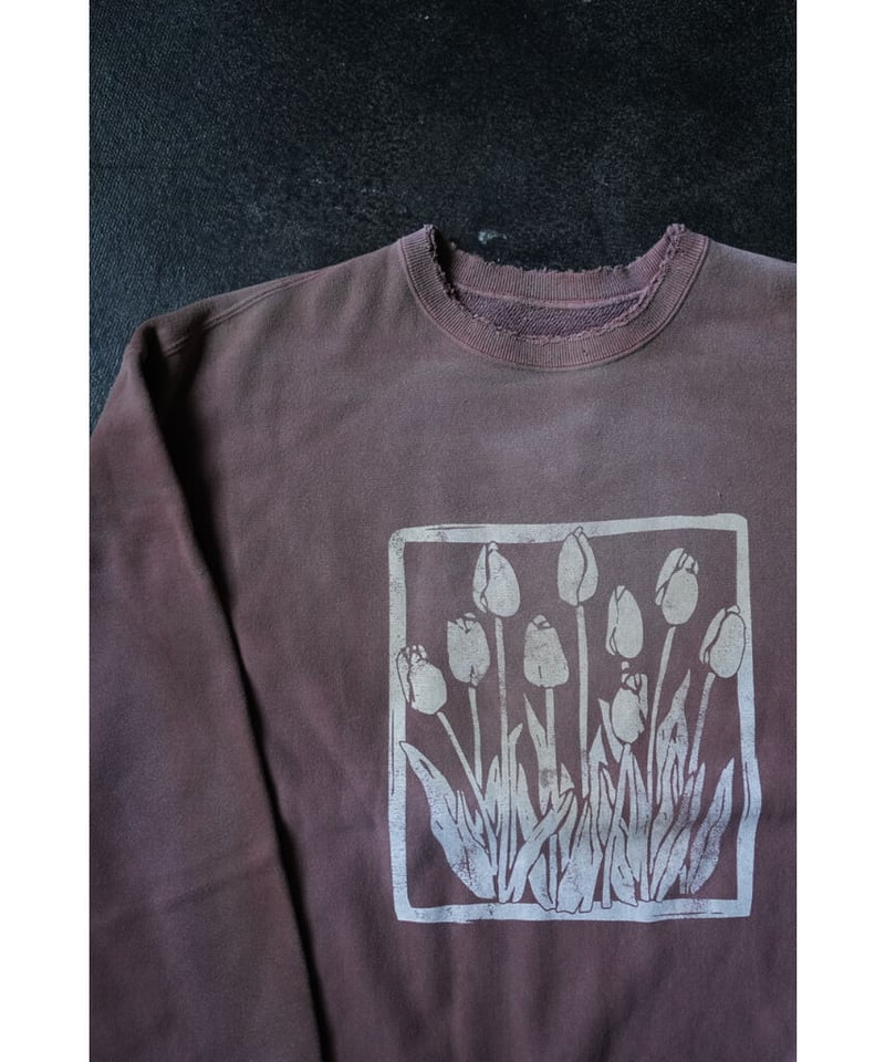 ANCELLM DYED DAMAGE FLOWER PRINT SWEAT SHIRT | ANCELLM DYED DAMAGE FLOWER PRINT SWEAT SHIRT |