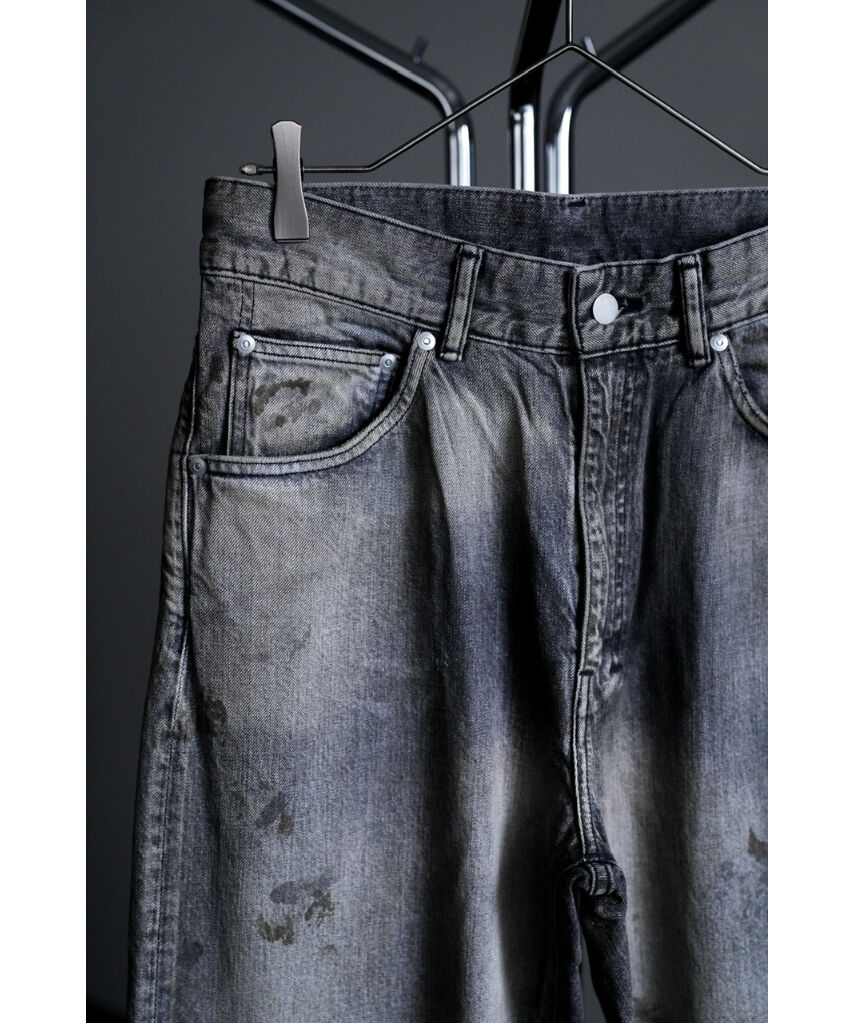 ANCELLM AGING BLACK DENIM STRAIGHT 5P PANTS | M ANCELLM AGING BLACK DENIM STRAIGHT 5P PANTS | M
