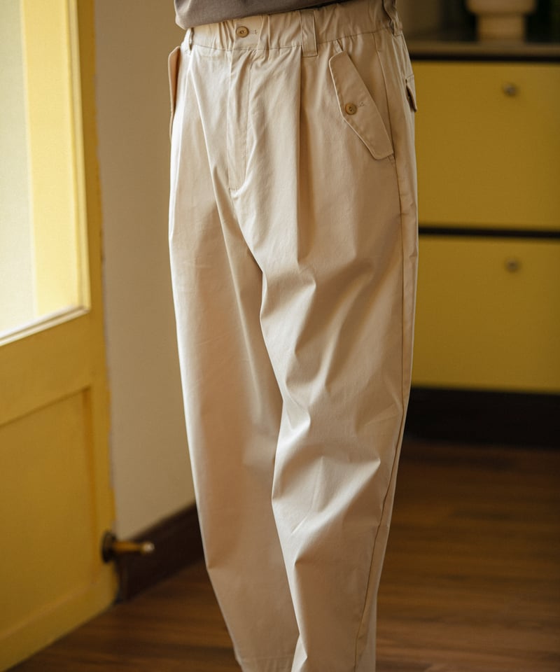 Lyocell Tuck Pants-Light Khaki | MIZUTOKI Lyocell Tuck Pants-Light Khaki | MIZUTOKI