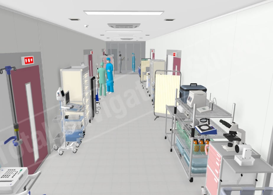 ＜手術室廊下俯瞰4 (Operating room corridor - Bird's-eye...