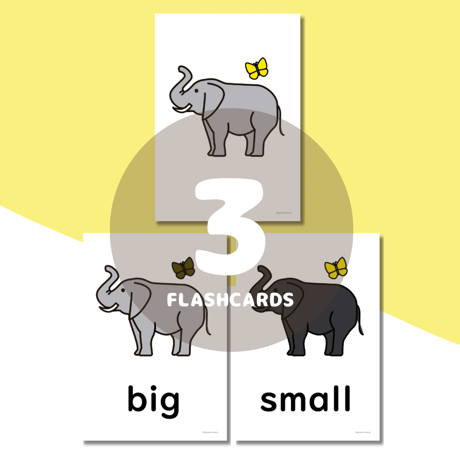 絵カード〈Adjectives "big" "small" Flashcards 形容詞「...
