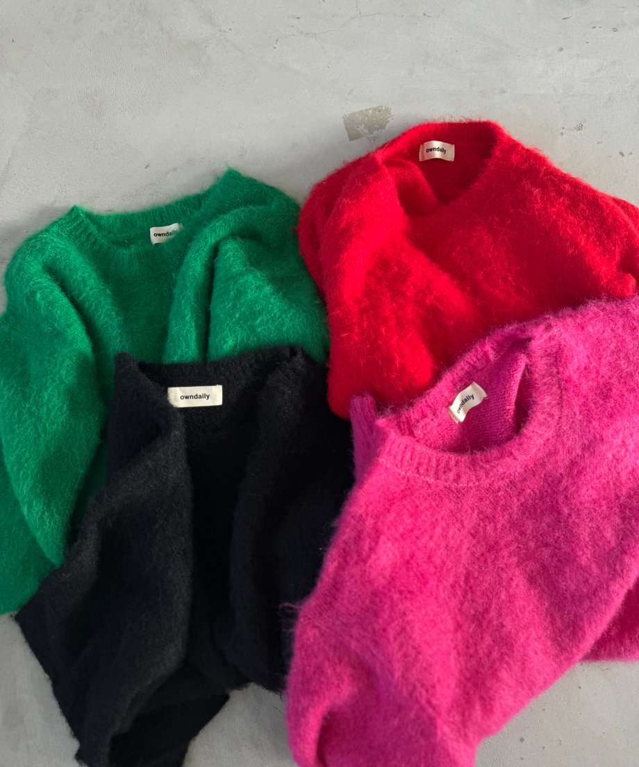 wool blend shaggy color knit/4color | owndaily