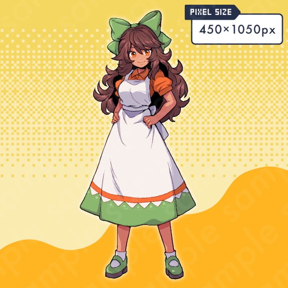 Pixel Art: Apron Heroine, Brown-Haired - Fantas...