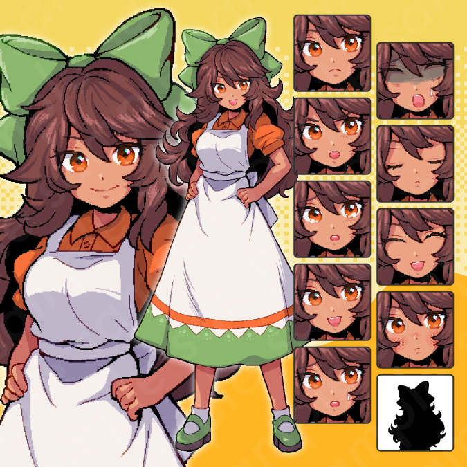 Pixel Art: Apron Heroine, Brown-Haired - Fantas...