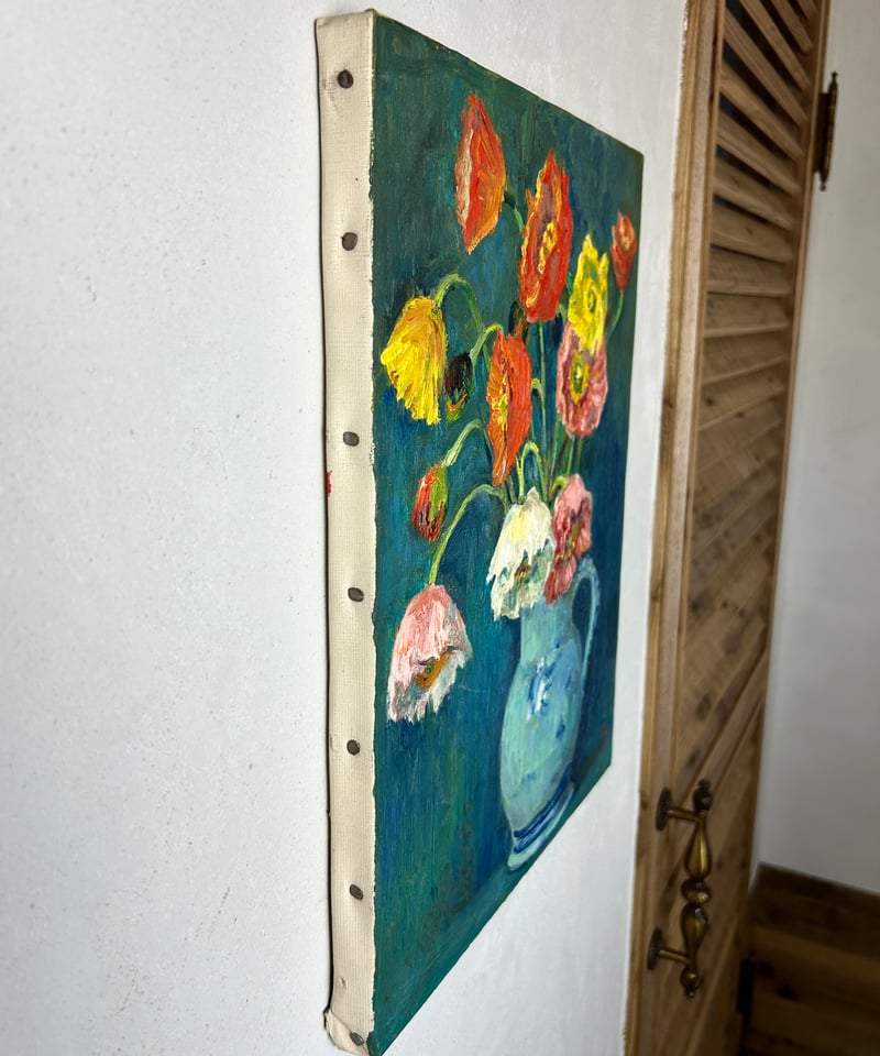 ポピーの花/静物画/油絵/アート | 骨董・アンティークの ポピーの花/静物画/油絵/アート | 骨董・アンティークの