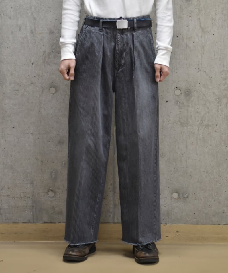 saby STRIPE DENIM TUCK BAGGY-vintage wash- | 45do saby STRIPE DENIM TUCK BAGGY-vintage wash- | 45do