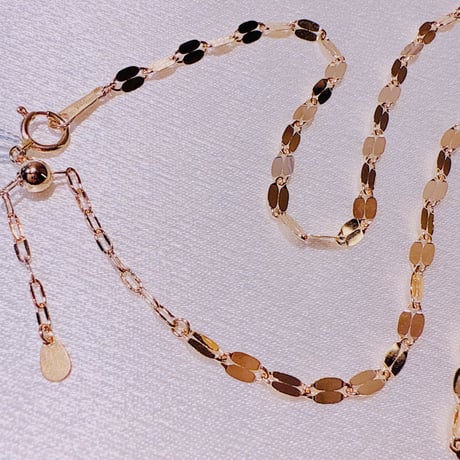 JJFT 30792 K18YG デザインネックレス 40+5cm スライダー式 3.1g