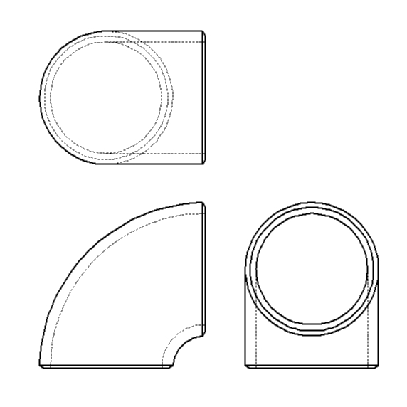 【突合せ溶接式管継手 ステンレス Sch10S】CADデータ / 2D / DXF | グラント
