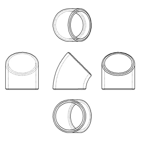 【突合せ溶接式管継手 ステンレス Sch10S】CADデータ / 2D / DXF | グラント