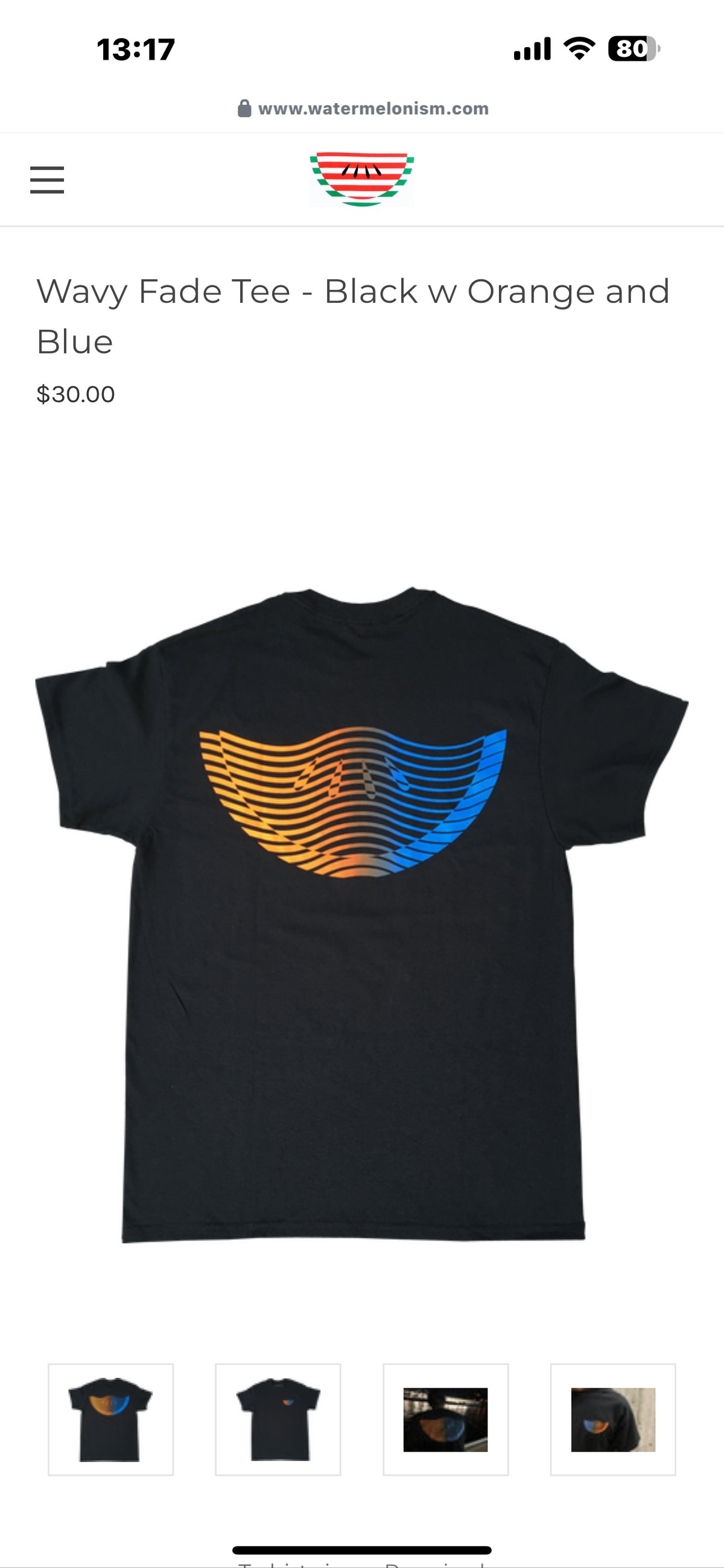 Wavy Fade Tee - Black w Orange and Blue | F-cne...