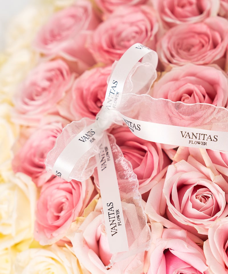100本ピンク&ホワイトハートブーケ | VANITAS FLOWER 100本ピンク&ホワイトハートブーケ | VANITAS FLOWER