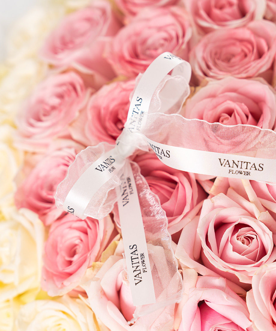 100本ピンク&ホワイトハートブーケ | VANITAS FLOWER 100本ピンク&ホワイトハートブーケ | VANITAS FLOWER