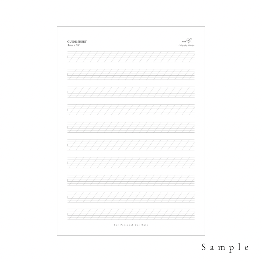 Calligraphy Guide Sheet（Normal/3mm/55°） | and C...