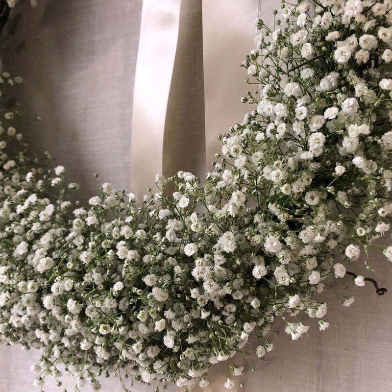 ウェディングブーケ**生花のかすみ草のリースブーケ 【受注制作 ウェディングブーケ**生花のかすみ草のリースブーケ 【受注制作
