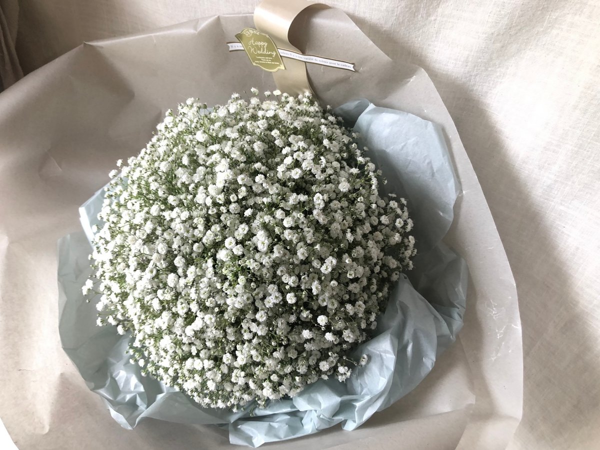 ウェディングブーケ**生花のかすみ草ラウンドブーケ ウェディングブーケ**生花のかすみ草ラウンドブーケ