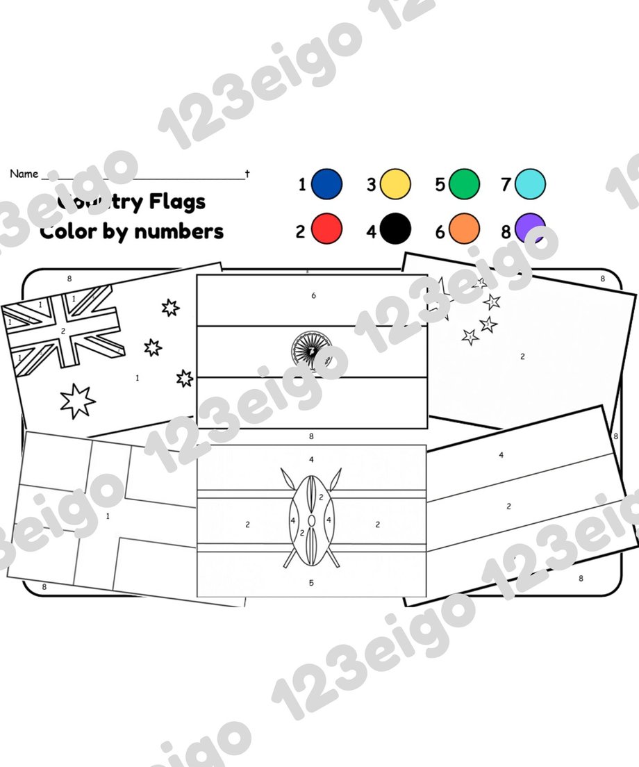 Country Flags - Color by Numbers | 123eigo