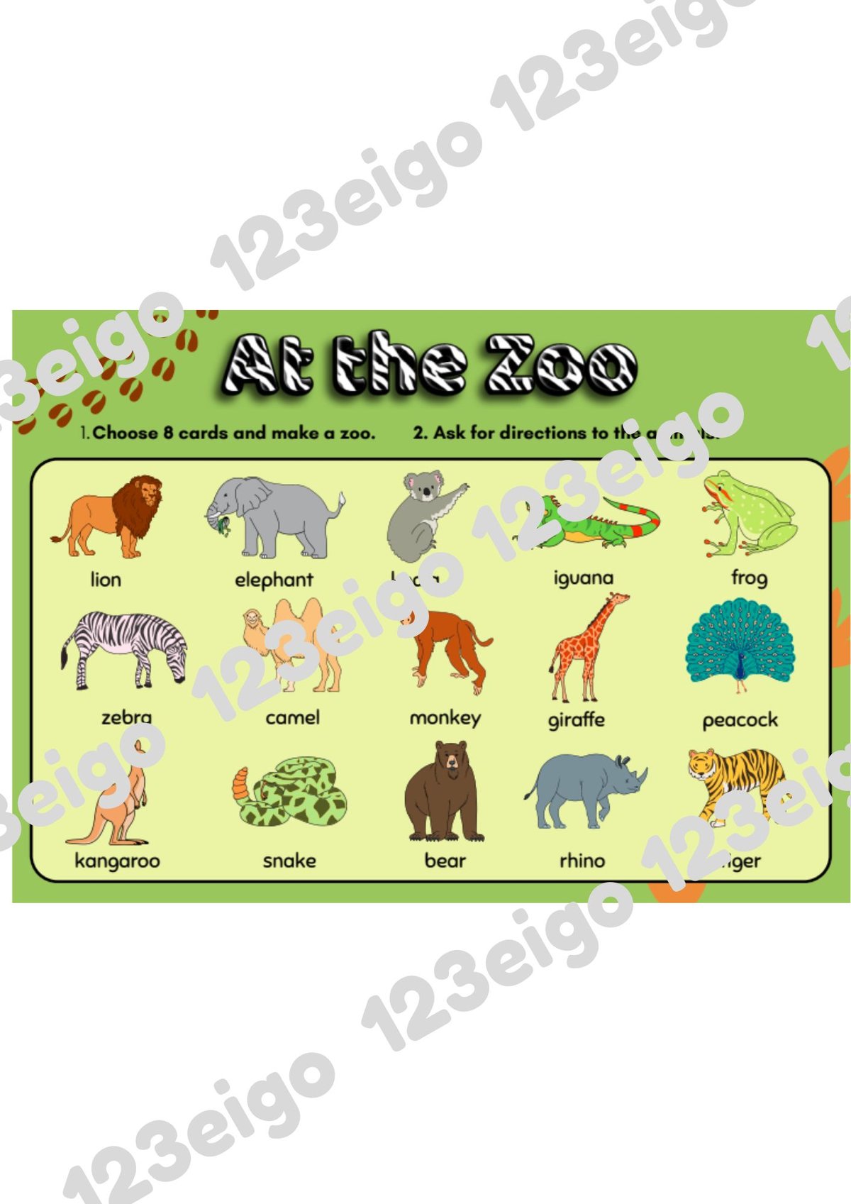 At the Zoo - Directions | 123eigo
