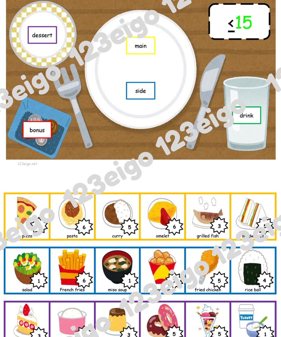 Balanced Lunch - Card Game | 123eigo