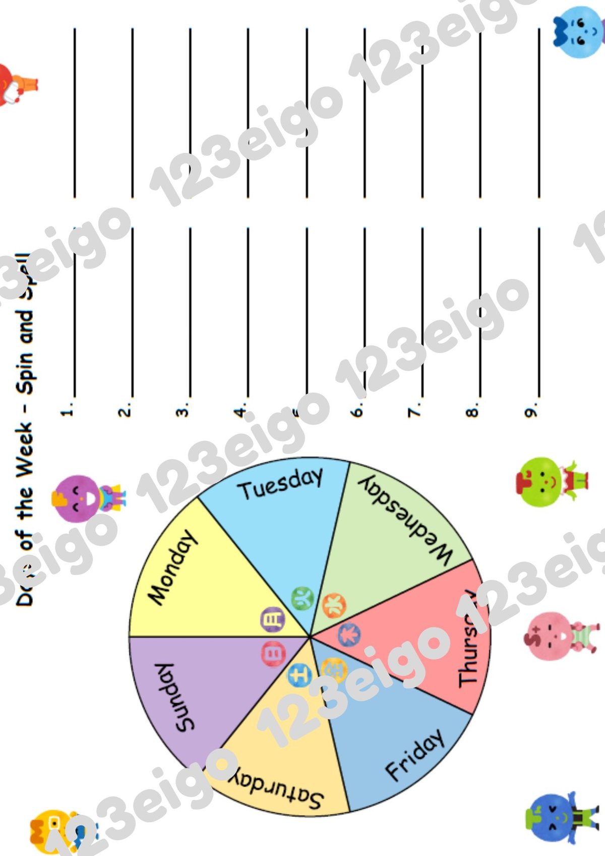 Days of the Week - Spin and Spell | 123eigo