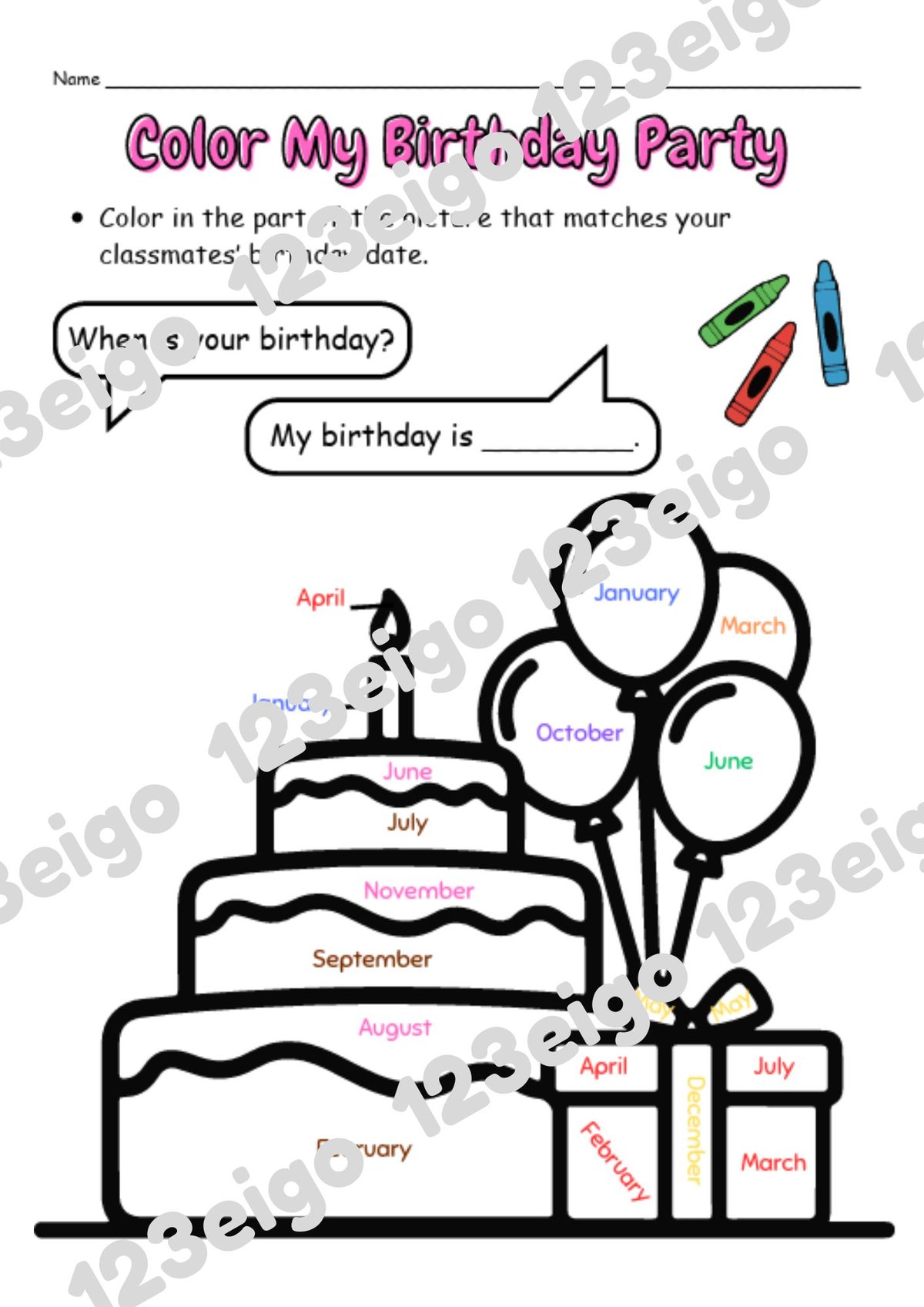Color my birthday party | 123eigo