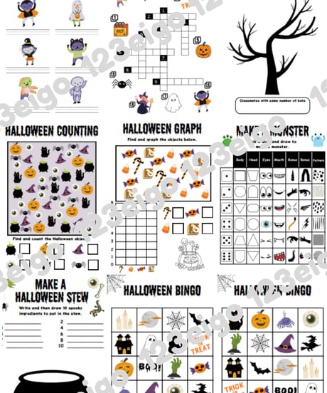 Halloween Worksheet & Craft Set | 123eigo
