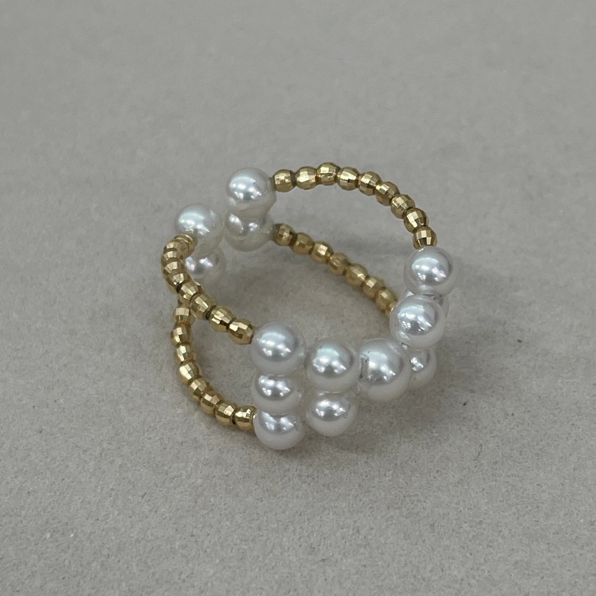 k18あこやリボンクロスリング (9号）⑬ | Mal.