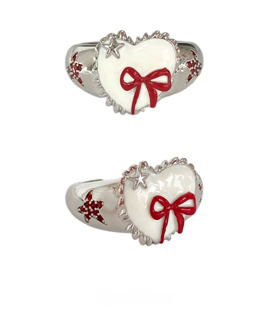 Heart red ribbon ring | NOVER