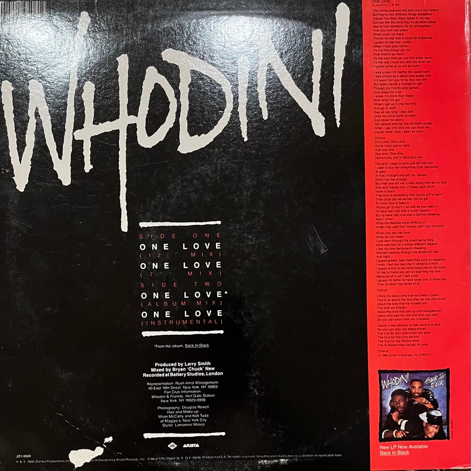 WHODINI - One Love | OTHENTIQUESTORE